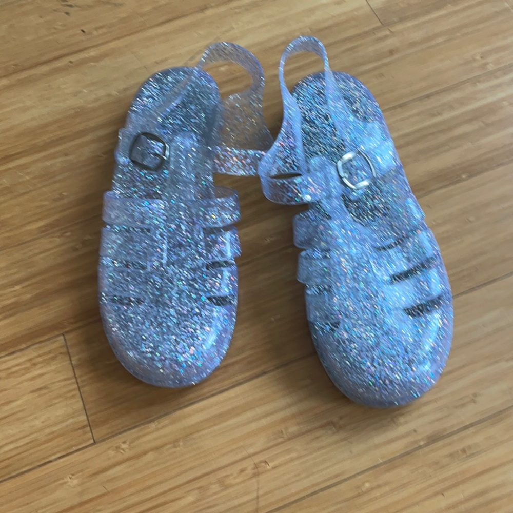 Clear Glitter Sparkle Plastic Rain Sandals - Gem